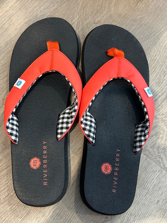 Riverberry | Shoes | Womens Red Blackchecked Thong Sandals | Poshmark
